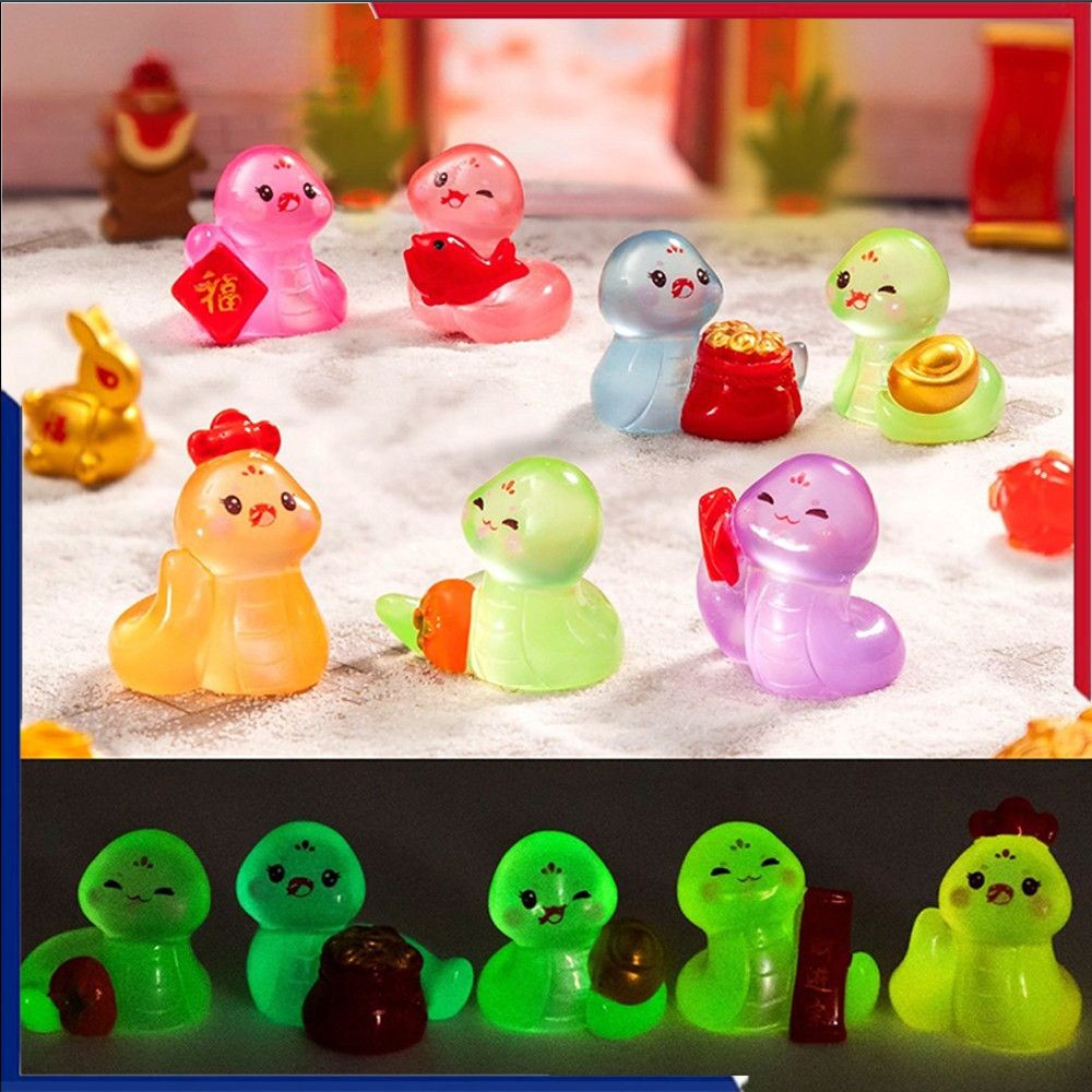 Luminous Mini Snake Micro Landscape ปีใหม่ Miniature Snake Figurines ...