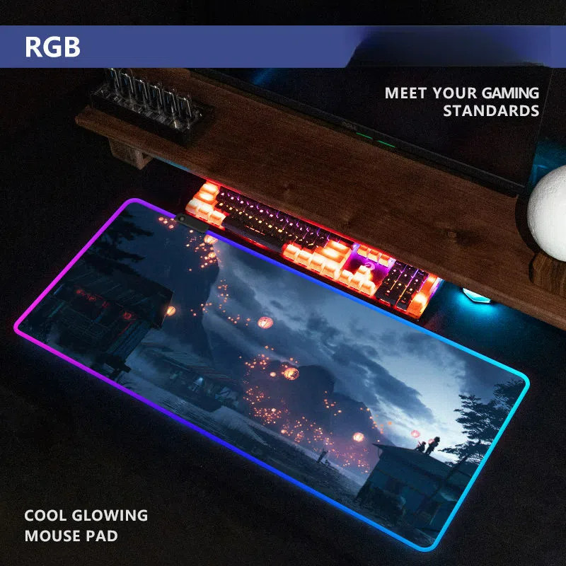 Luminous Mouse Pad ขนาดใหญ่ RGB คีย์บอร์ดฟิล์มอะนิเมะเกม Gaming Table ...