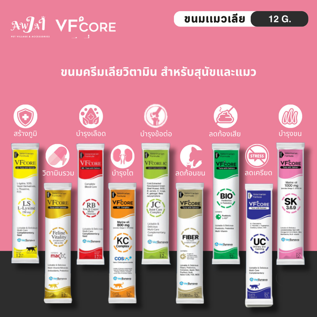 แบ่งซอง! VFcore VF core RB LS KC JC Lysine 1 ซอง แมวเลีย วีเอฟ พลัส คอร์ อาร์บี แอลเอส ทูน่า ...