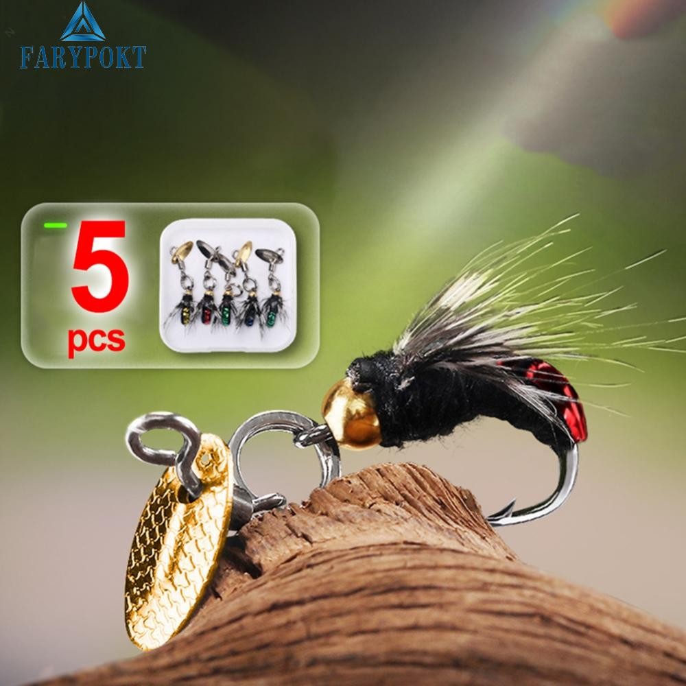 Fly Hooks 5 ชิ้นแมลงวันแมลงเหยื่อ-Fly Fishing Decoy เหยื่อ-เลื่อม Fishhook | Shopee Thailand