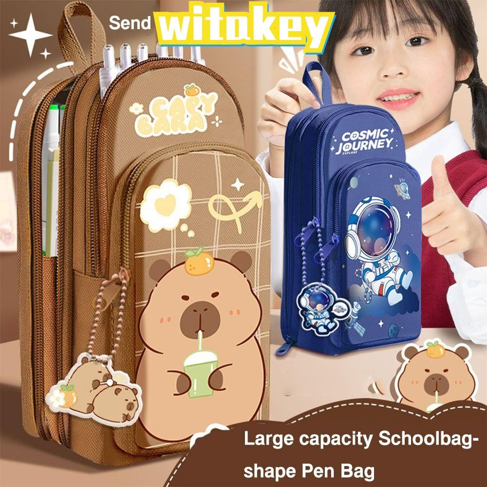 กระเป๋าปากกา WITAKEY, กระเป๋านักเรียน-Shape Capybara/Panda/นักบินอวกาศดินสอ, มัลติฟังก์ชั่นความ ...