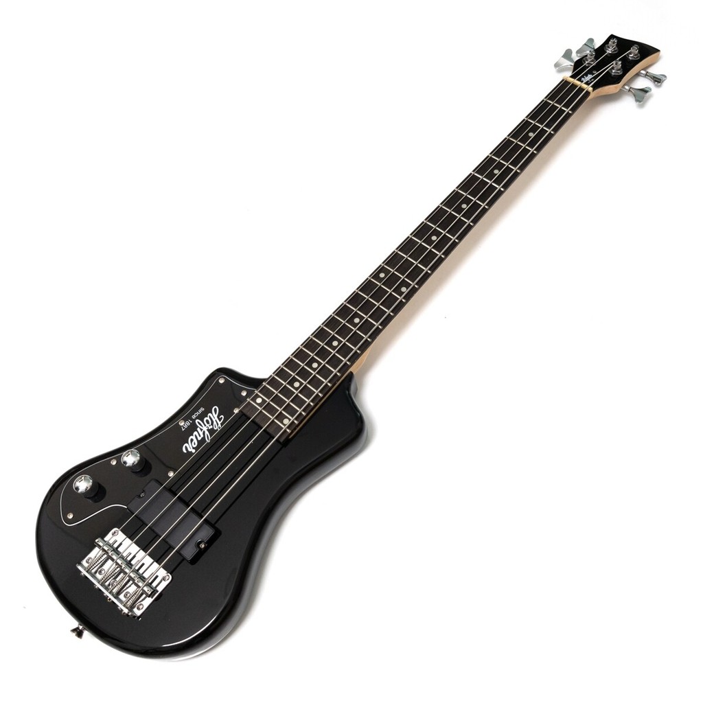 4 สายมือซ้าย Hofner Bass Mini Travel กีตาร์ไฟฟ้าสีดําเบสพร้อม Gigbag ...