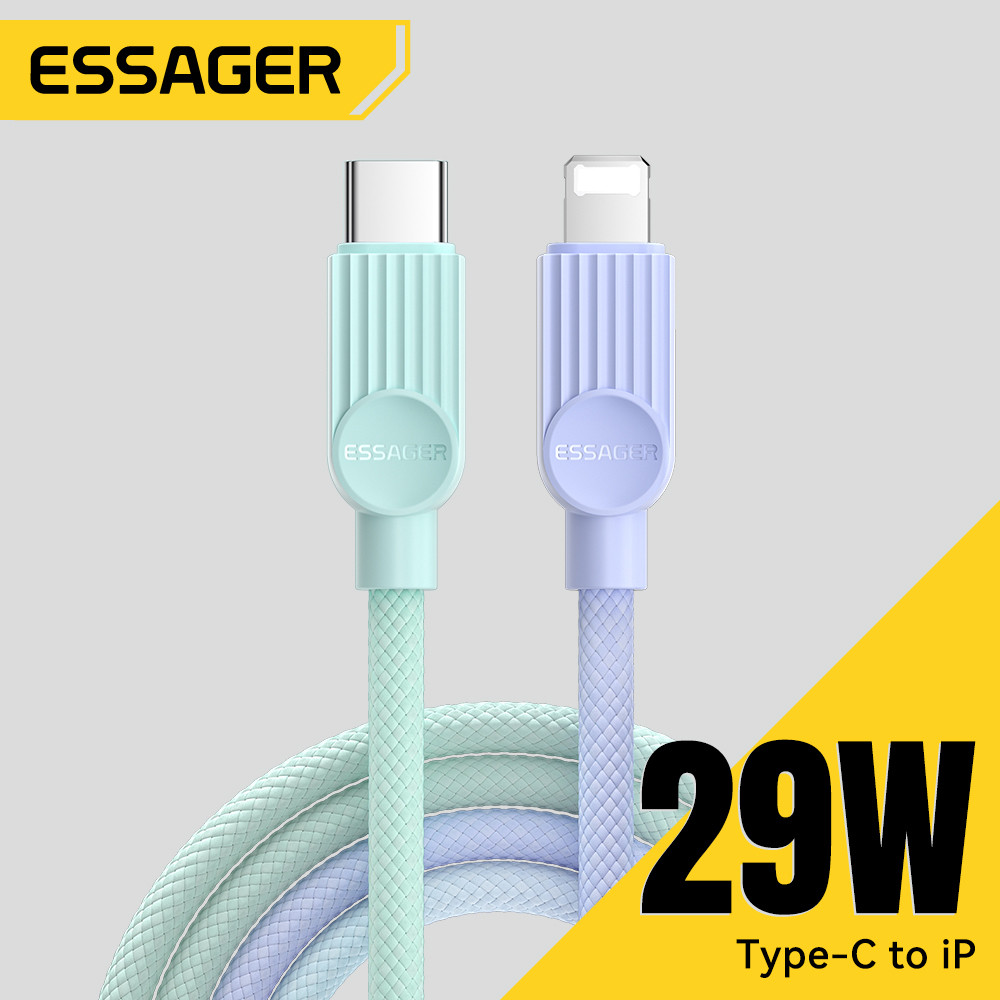 Essager PD 29W USB-C ถึง L Fast Charging Data Cable สายเคเบิลถักสีคู่ ...