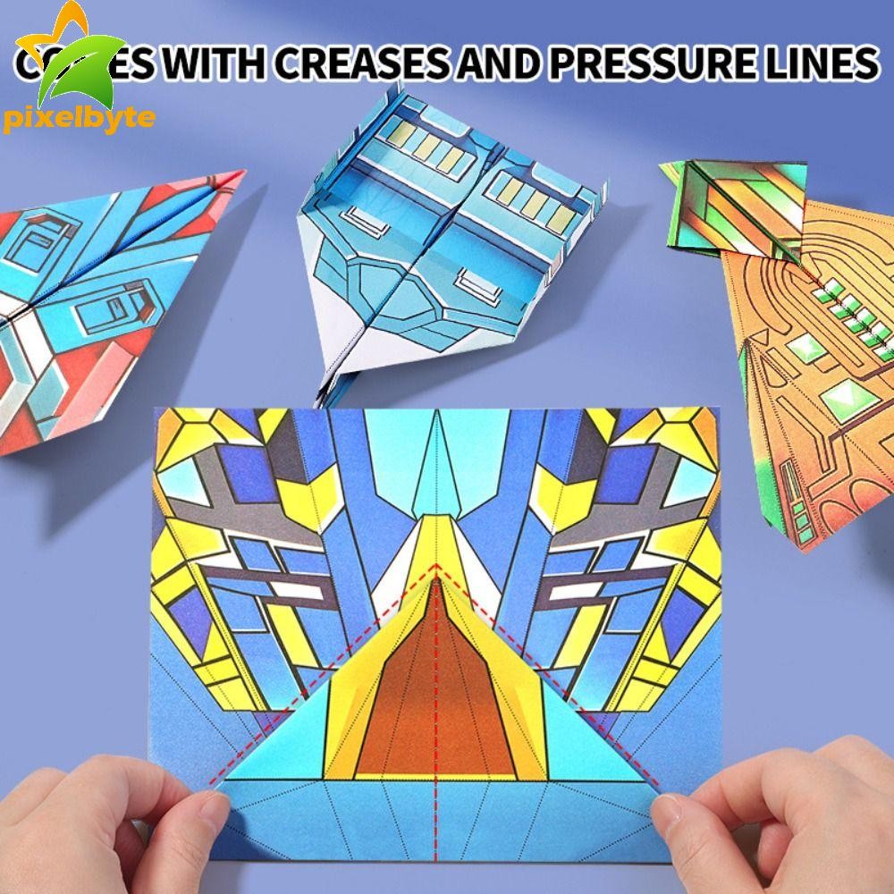 PIXELBYTE เครื่องบิน Origami ชุด, Paper Art การเรียนรู้เครื่องบินทําด้วยมือ Origami, Handmade ...