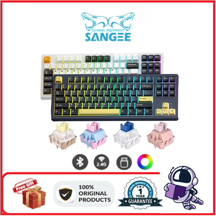 Sangee SG87Pro คีย์บอร์ดไร้สาย bluetooth สามโหมดแบบเต็มคีย์ hot ...