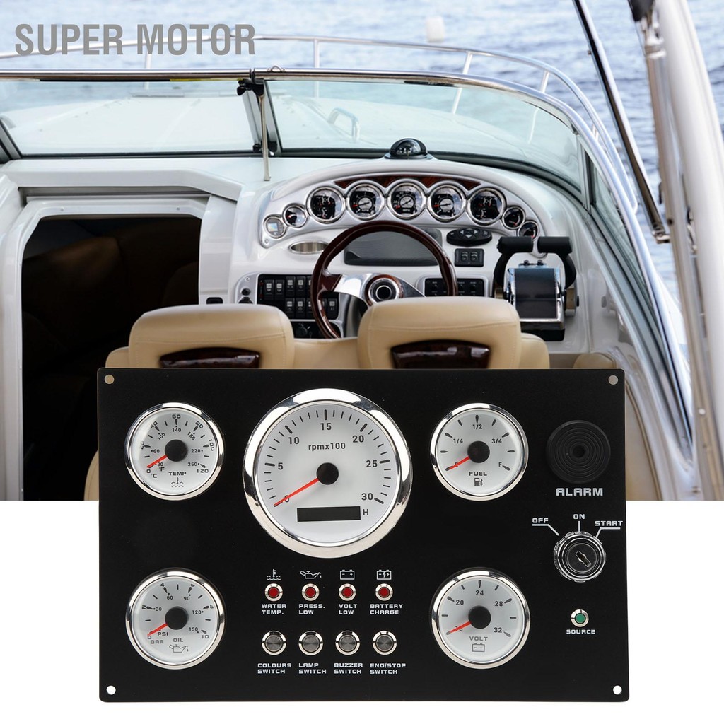 Super Motor 5 Gauge Instrument Panel 7 Colors Backlight 3000RPM Maximum ...