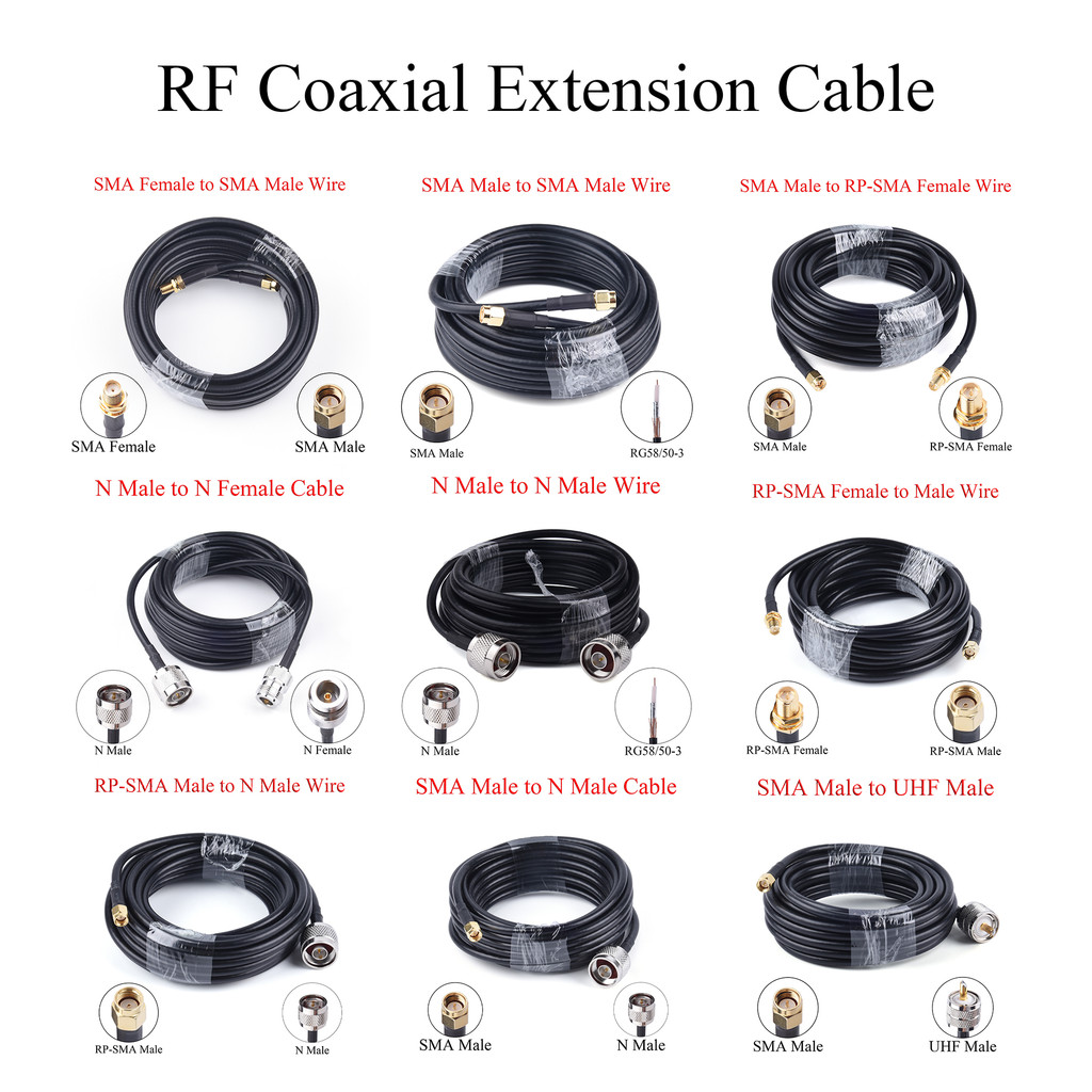 RG58/50-3 RF Coaxial Cable N/SMA Male to Female/Male Extension Wire For 4G LTE Cellular ...