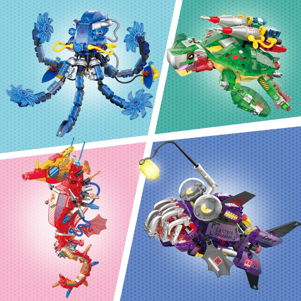 Luminous Sea Life Building Blocks ใต้สัตว์ทะเล Shark เต่าทะเลปูประกอบ ...