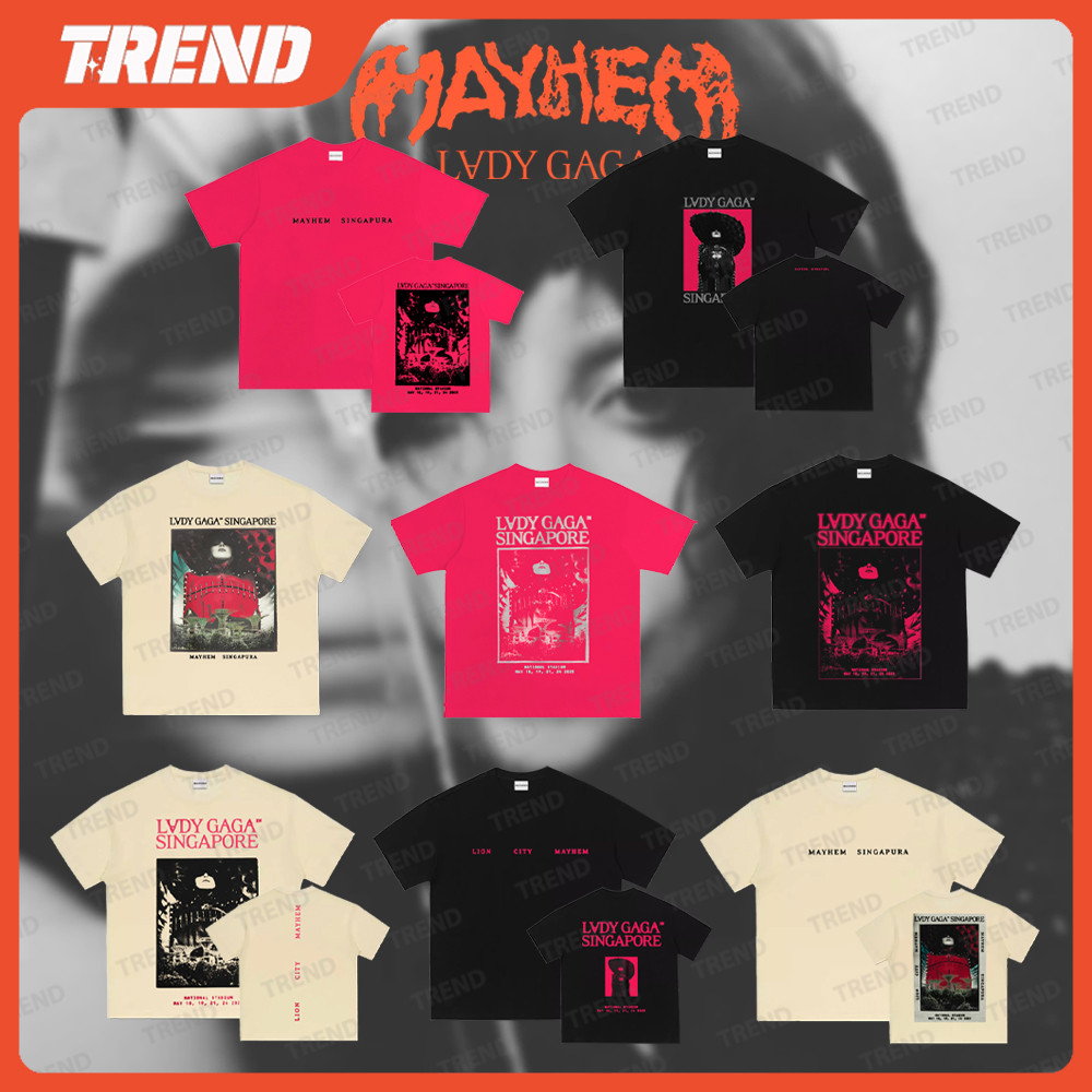 Lady Gaga Mayhem Singapore Merch ผ้าฝ้ายเสื้อยืด Unisex Vintage LG7 ...