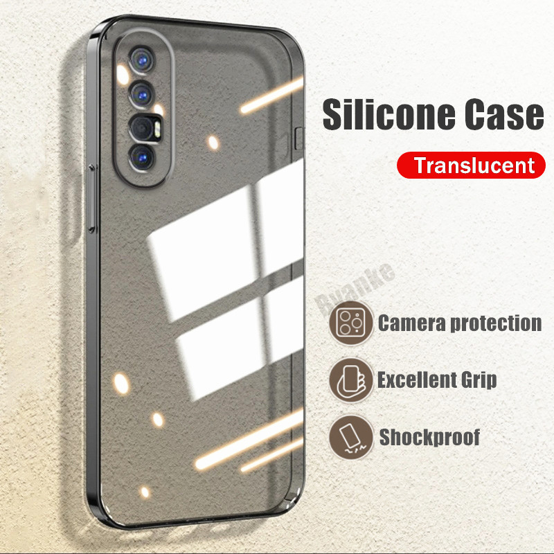 สําหรับ OPPO ค้นหา X2 Neo CPH2009 Slim Fit สีโปร่งใสสีเทายืดหยุ่น ...