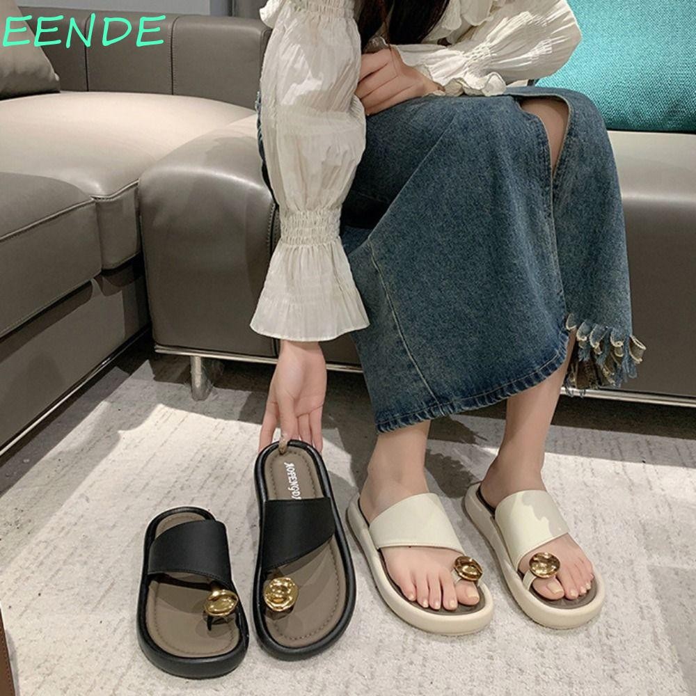 EENDE Toed รองเท้าแตะผู้หญิง, รองเท้าแตะสไลด์ PVC หนา, หนัง PU แบบสบาย ...