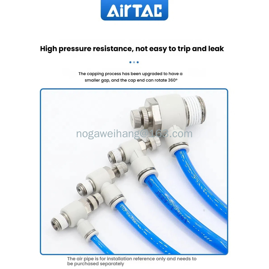 AirTac ASL/PSL4 6 8-M5/01/02 วาล์วหมุนเวียน, ข้อต่อท่อแก๊สแบบปรับได้, วาล์วปีกผีเสื้อกระบอก ...