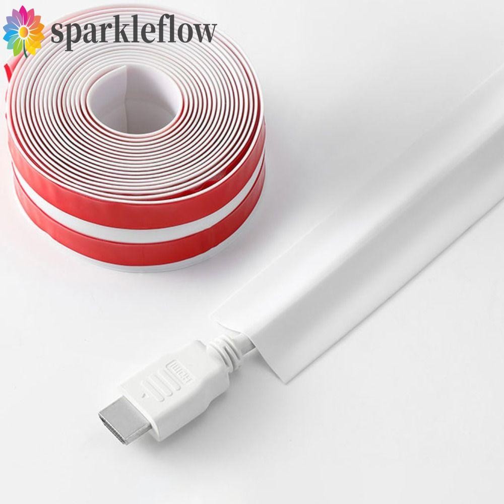 Sparkleflow ผ้าคลุมสายไฟ, ช่องใส่สายไฟไฟฟ้าแบบนุ่มแบบมีกาวในตัว, คอนซีลเลอร์สายเคเบิล PVC Anti ...