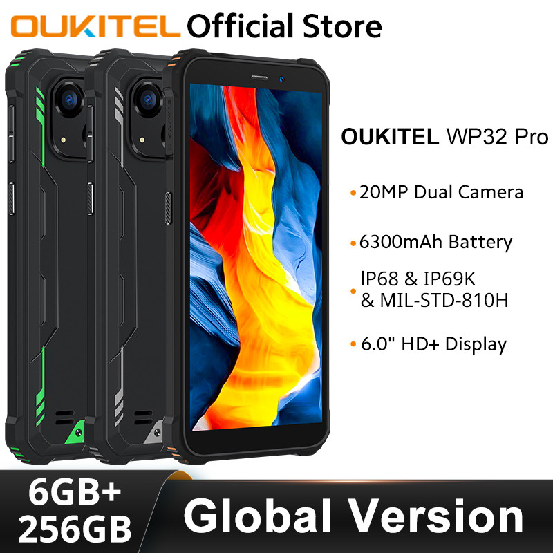 Oukitel WP32 Pro สมาร์ทโฟนที่ทนทาน Global Version 6 "HD 6GB + 256GB ...