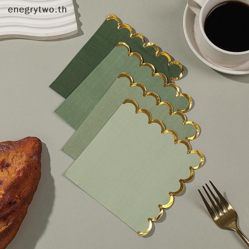 Home & Life 100 Pack Scalloped ค็อกเทลผ้าเช็ดปากฟอยล์สีทอง Accents ...