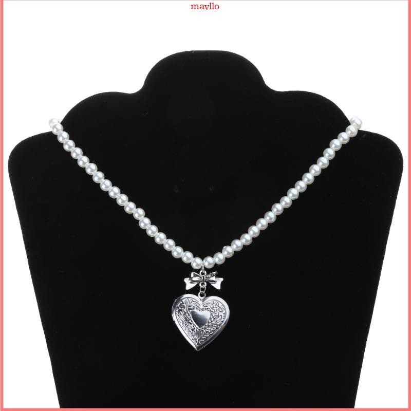 Mavlo สร้อยคอจี้กุทัณฑ์หัวใจวินเทจโซ่มุกสร้อยคอโซ่กระดูกไหปลาร้า ...