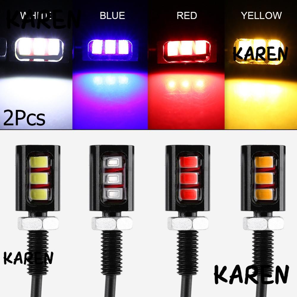 KAREN 2 ชิ้น ไฟรถจักรยานยนต์รถยนต์ Universal สกรู Bolt 12V 3 LED ...
