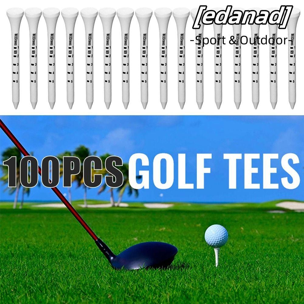 EDANAD 100 ชิ้นสีขาวลาย Golf Tee, 69/83 มิลลิเมตรไม้กอล์ฟ Tees, การฝึก ...