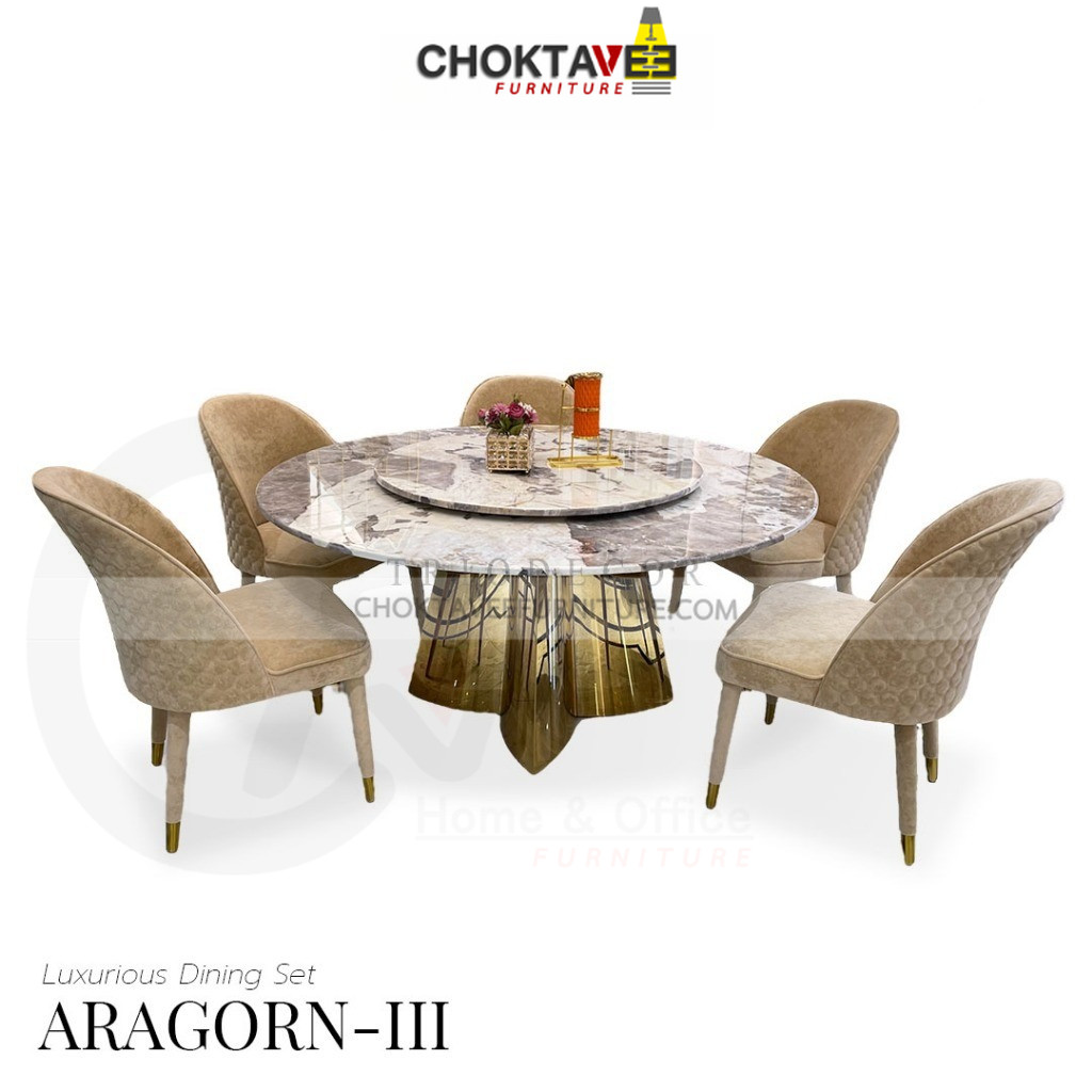 ชุดโต๊ะอาหาร กลม 6ที่นั่ง 150cm. (Diamond Luxury Series) รุ่น SET-TTB-LUX-DM ARAGORN-III [TB ...
