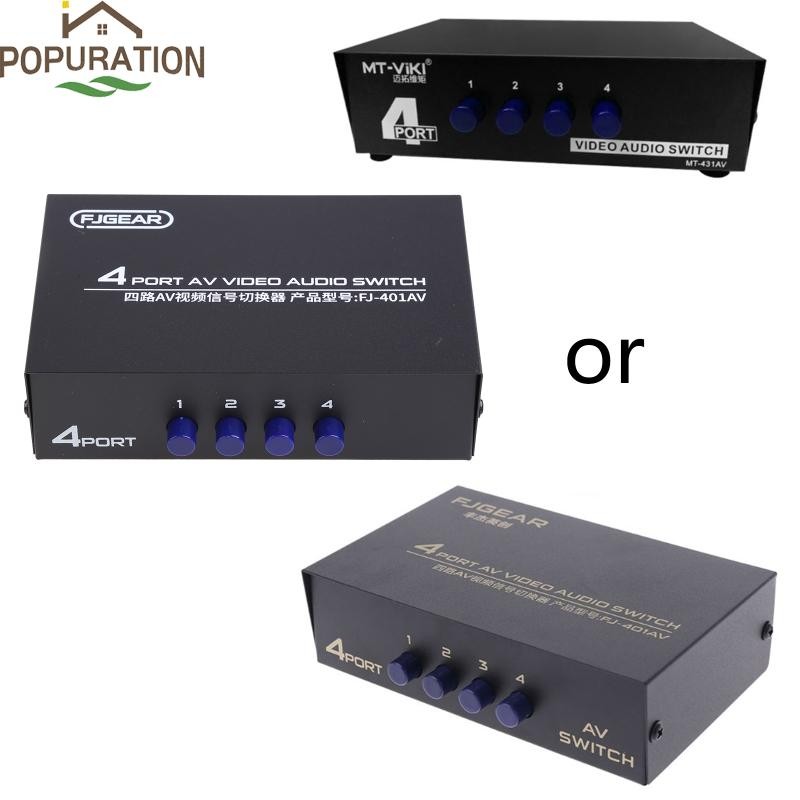 Pop Powered 4 Way RCA Splitter box 4 in 1 Out Composite Video ...