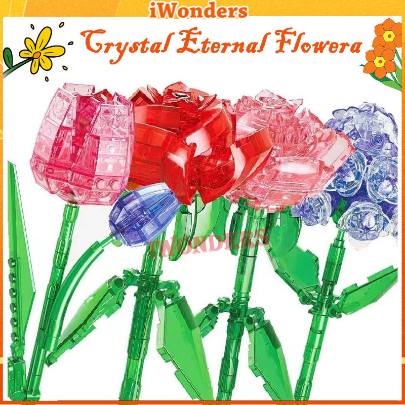 Transparent Flower Bouquet Building Blocks Tulip Rose Sunflower Orchid ...