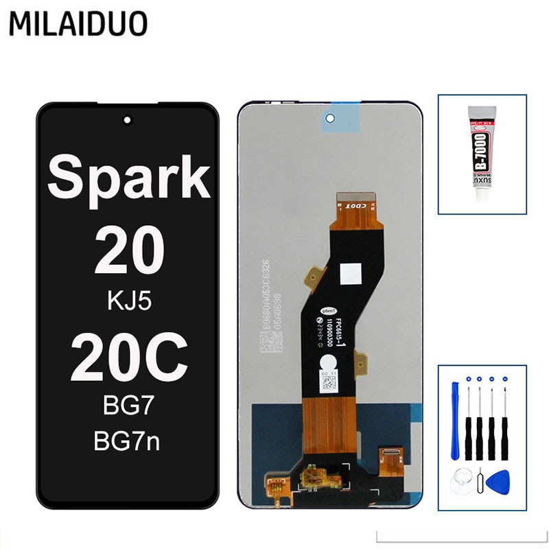 สําหรับ Tecno Spark 20 KJ5/Spark 20C BG7 BG7n จอแสดงผล LCD Touch Screen ...
