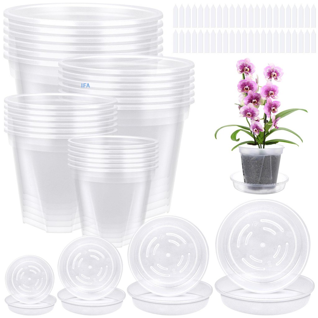 IFA 18-pack Nursery Pots Clear Pot 18 ถาด, 4 ขนาดหม้อพลาสติกสําหรับ ...