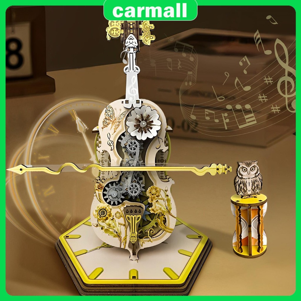 3d Cello ปริศนาไม้ Cello ชุดฐาน DIY Music Box Building Kit 25.7x17.8x14 ...