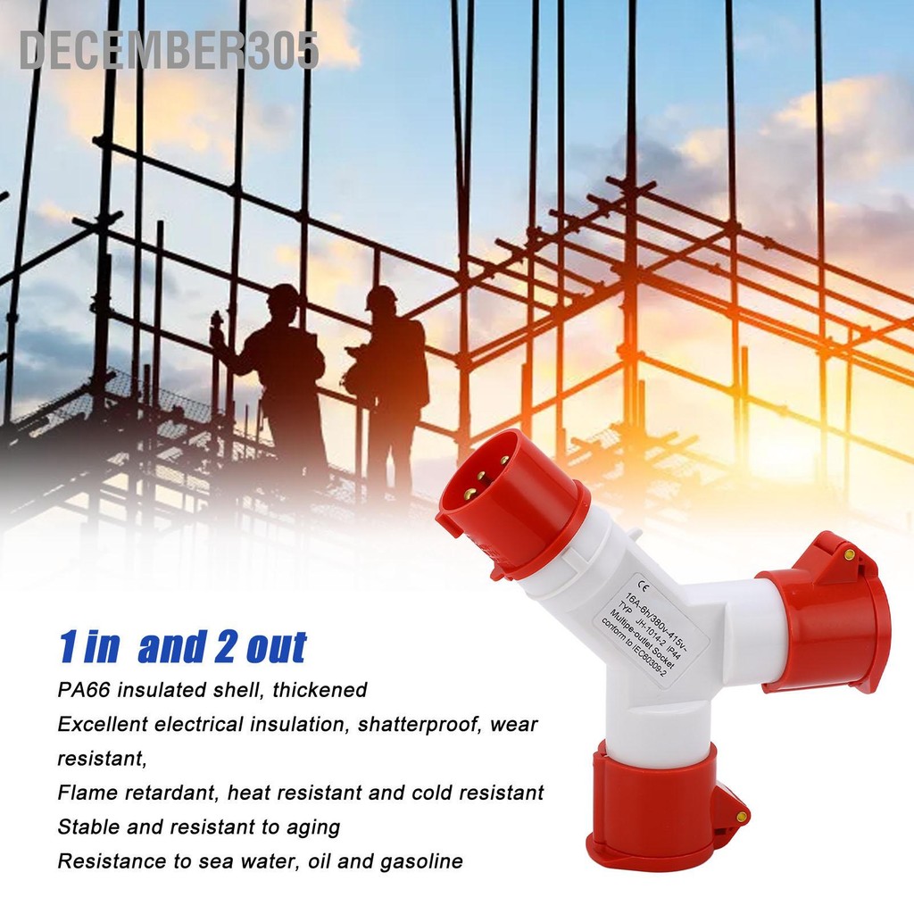 December305 Industrial Plug PA66 Insulated Shell 1 In 2 Out Waterproof ...
