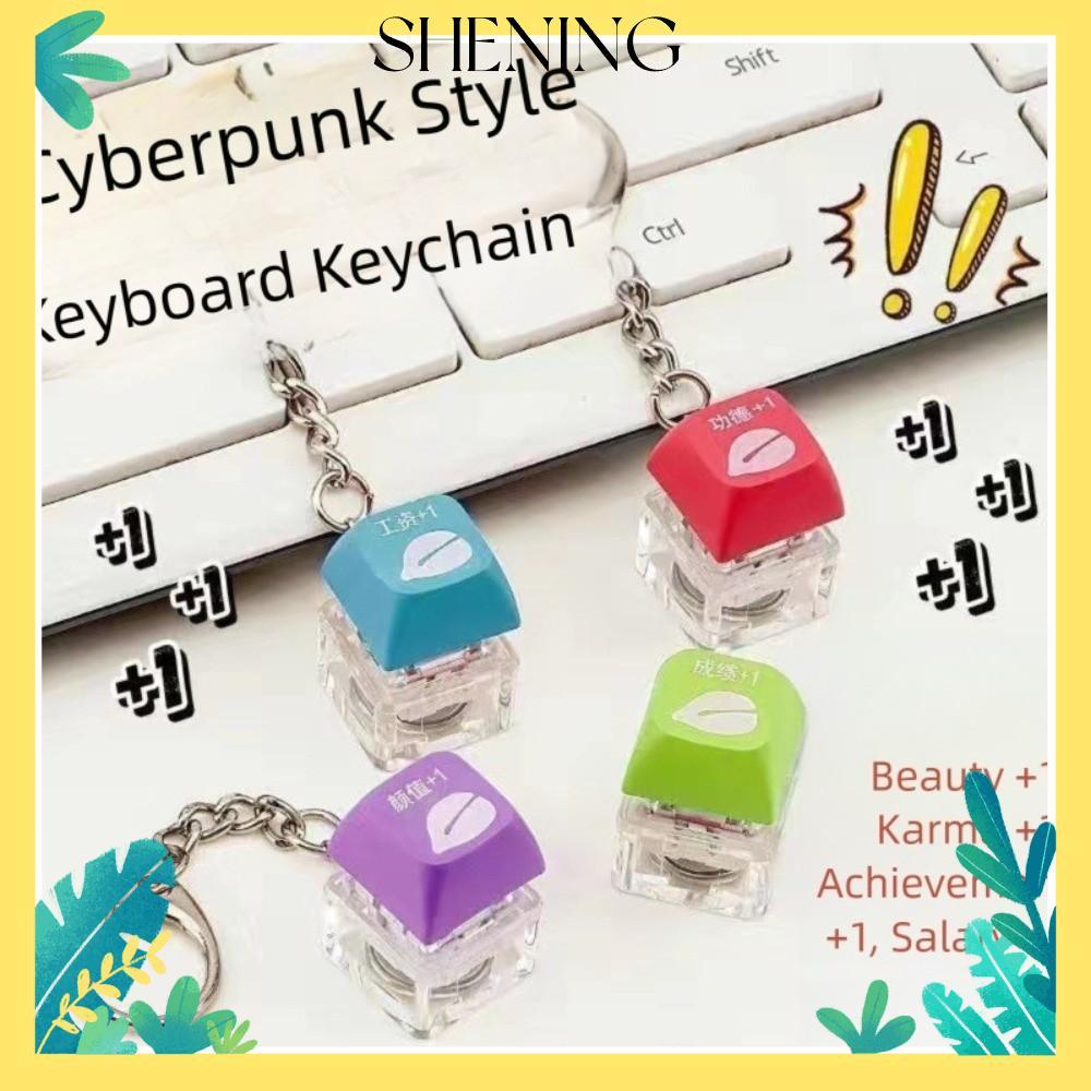 SHENING Finger Keyboard Caps, ปุ่มปุ่มพร้อมพวงกุญแจ Fidget Light, ผ่อน ...