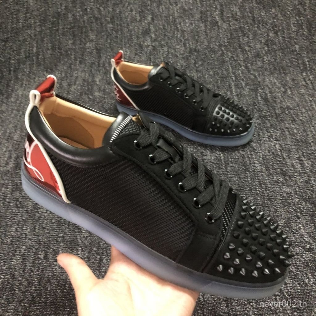 CL รองเท้าผ้าใบ Red Sole Low-Top Diamond ผู้ชายผู้หญิงรองเท้า Rivets ...