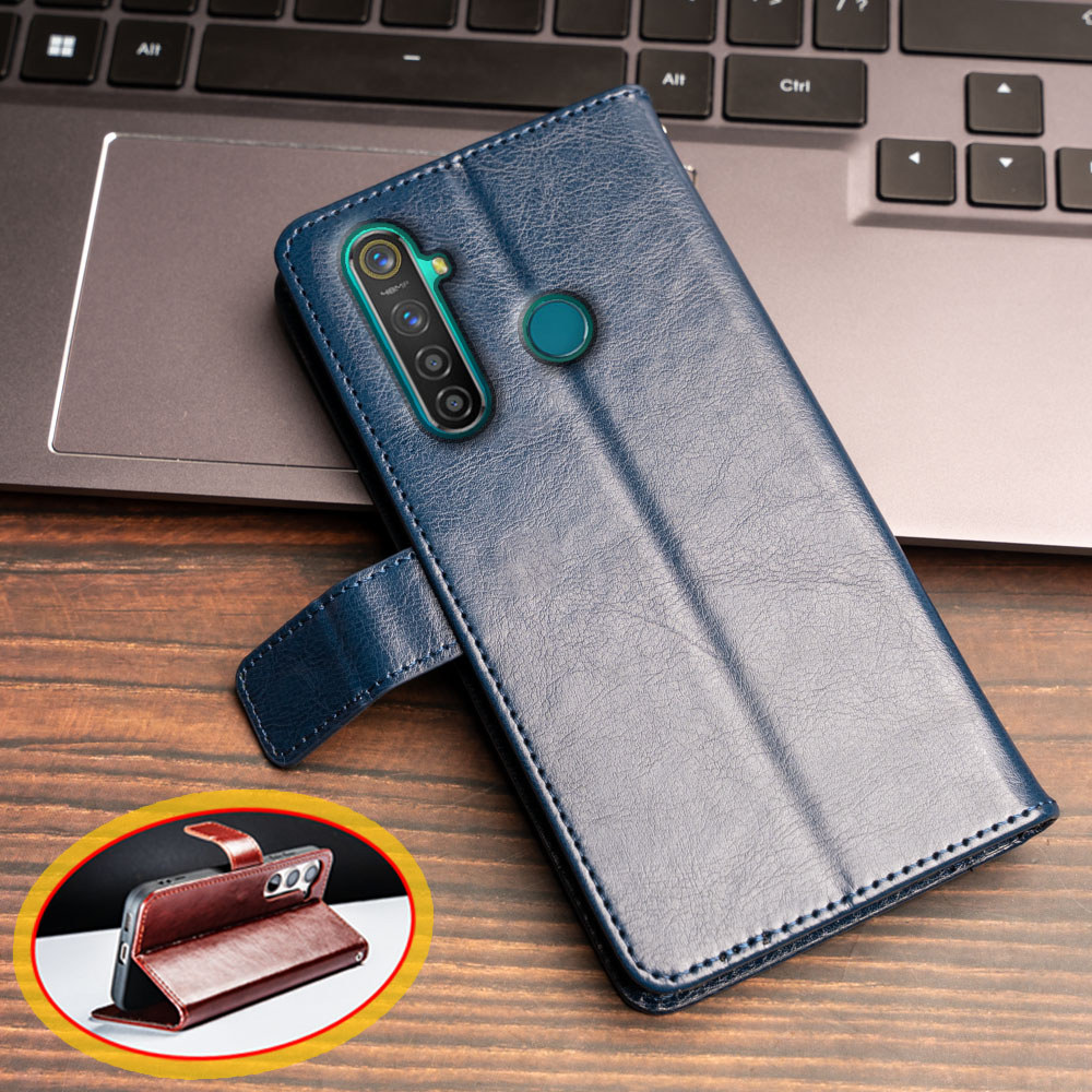 กระเป๋าสตางค์พลิกหนังเคสโทรศัพท์สําหรับRealme 5 Pro Realme Q RMX1971 ...