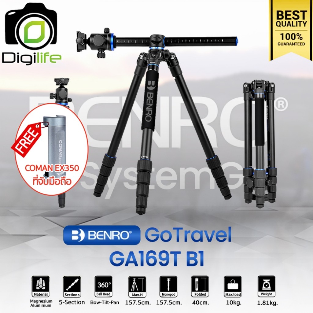 Benro Tripod GA169T B1 ขาตั้งกล้อง อเนกประสงค์ Monopod, Top View, กาง ...