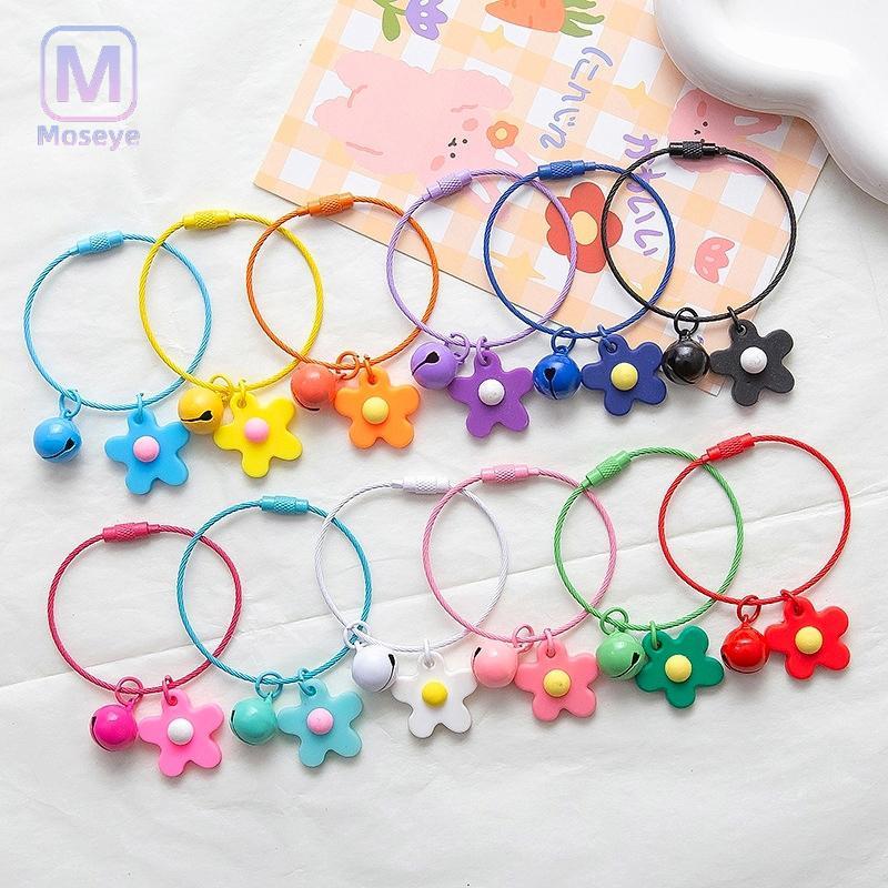 Tianyuanfff สีลูกกวาดดอกไม้หวานเชือกลวดจี้พร้อมแหวนกุญแจรถกระเป๋าเป้ ...