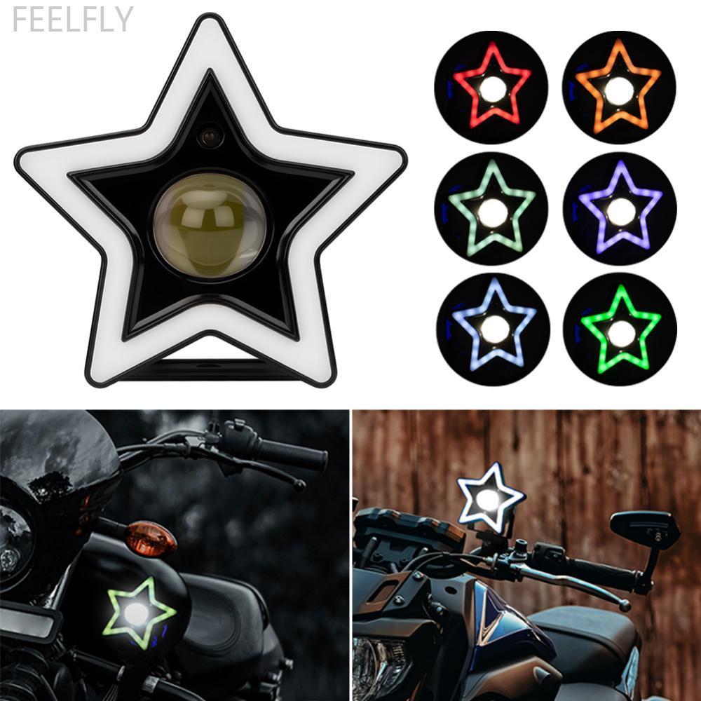 FEELFLY รถจักรยานยนต์ Star รูปไฟหน้า Spot Light กระพริบ RGB โคมไฟ ...