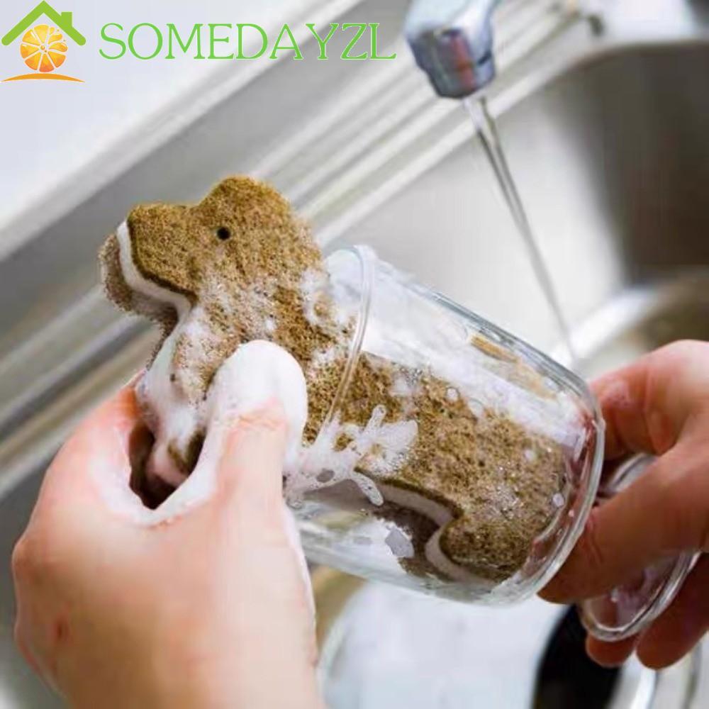 SOMEDAYZL 4pcs Dog Shape Sponge Scrubber, Non-Scratch การ์ตูน Dual ...