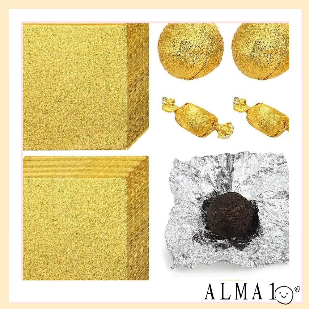 ผ้าพันขนมฟอยล์ ALMA, กระดาษฟอยล์อลูมิเนียมสี่เหลี่ยมสีทอง, กระดาษห่อขนม ...