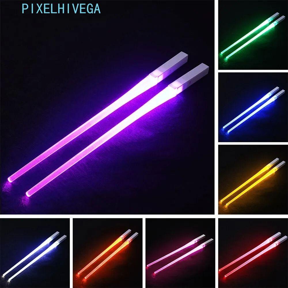 PIXELHIVEGA 1 คู่ Light Up ตะเกียบ, LED Reusable LightSaber ตะเกียบ ...