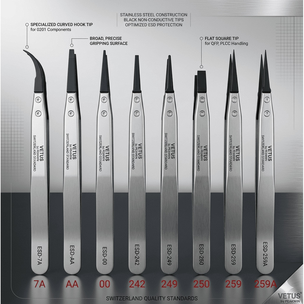Vetus Plastic tweezers ESD-250 251 7A 249 242 259 259A 259C 00 2A(AA ...