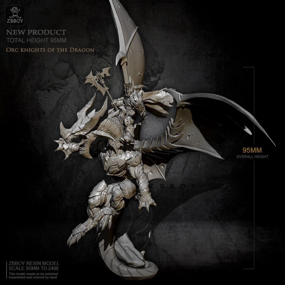 สูง 95 มม.ZBBOY ผู้ผลิต Flying Dragon Mythical Beast Knight เรซิ่นทหาร ...