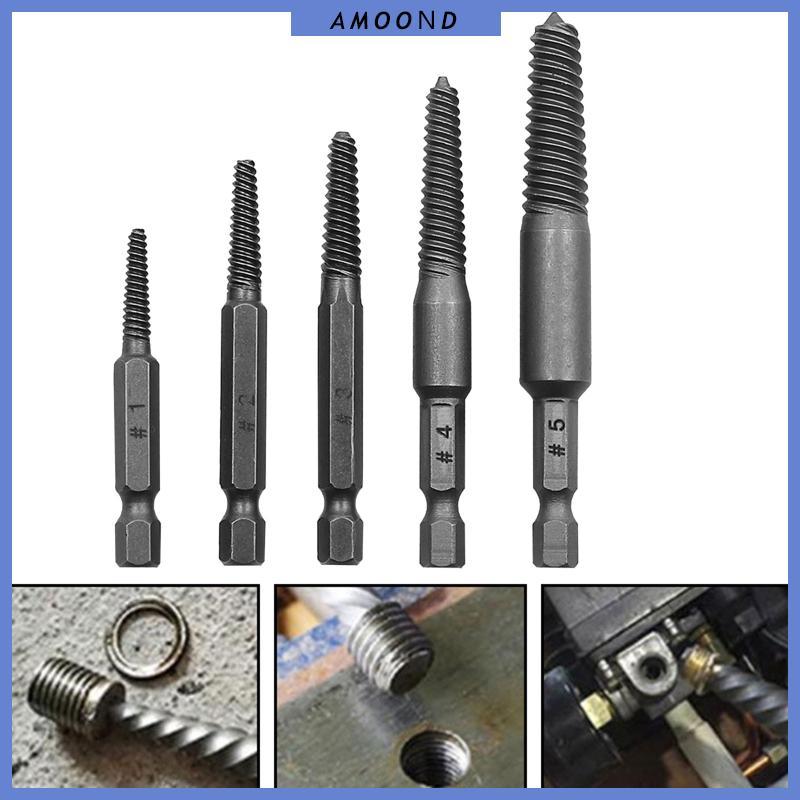 AMOOND 5x Broken Bolt Extractor Kit Hex Shank เกลียวขลุ่ย Bolt ...