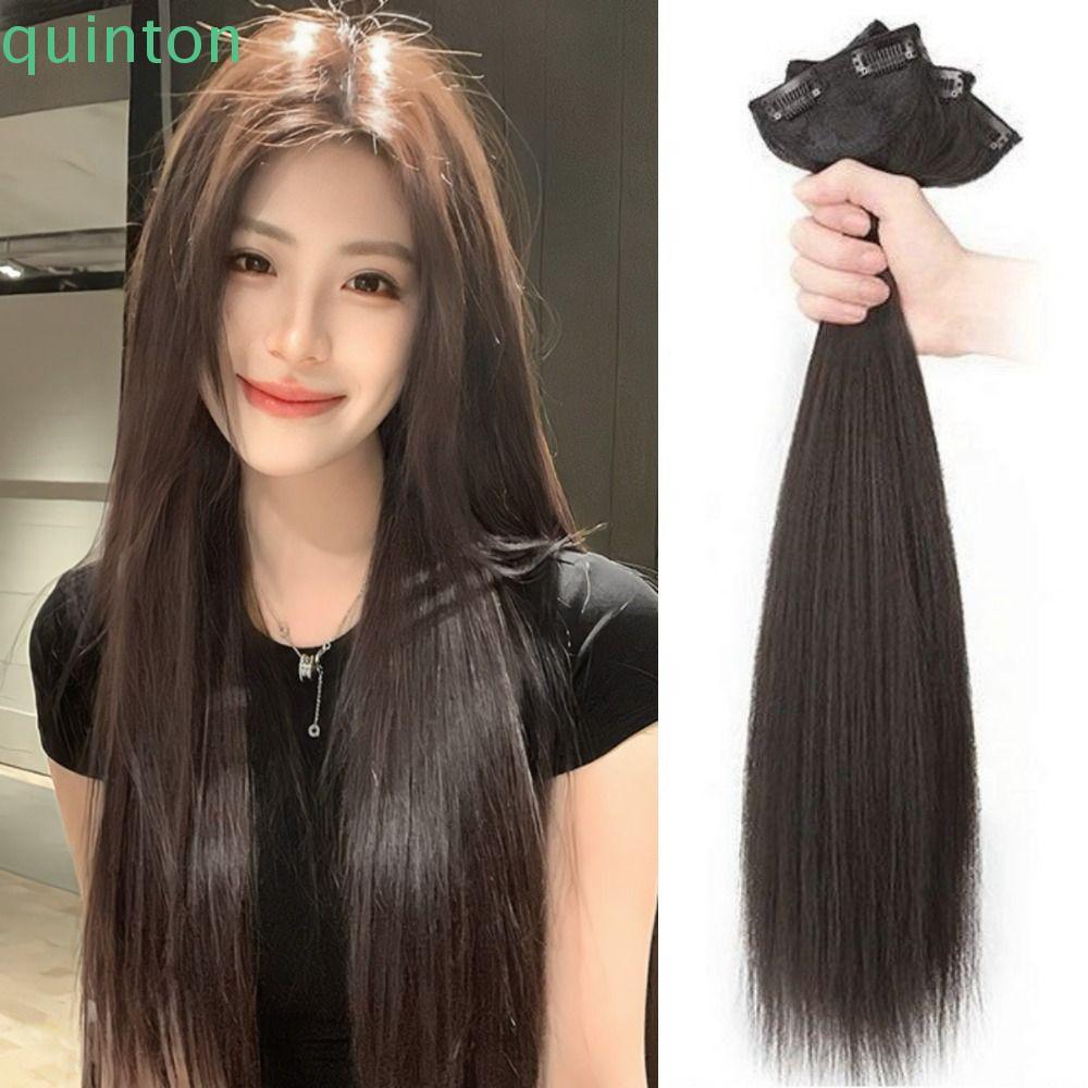 QUITON วิกผม 3 ชิ้น สังเคราะห์แบบธรรมชาติ ไม่มองเห็นรอยต่อ สำหรับผมยาว ...