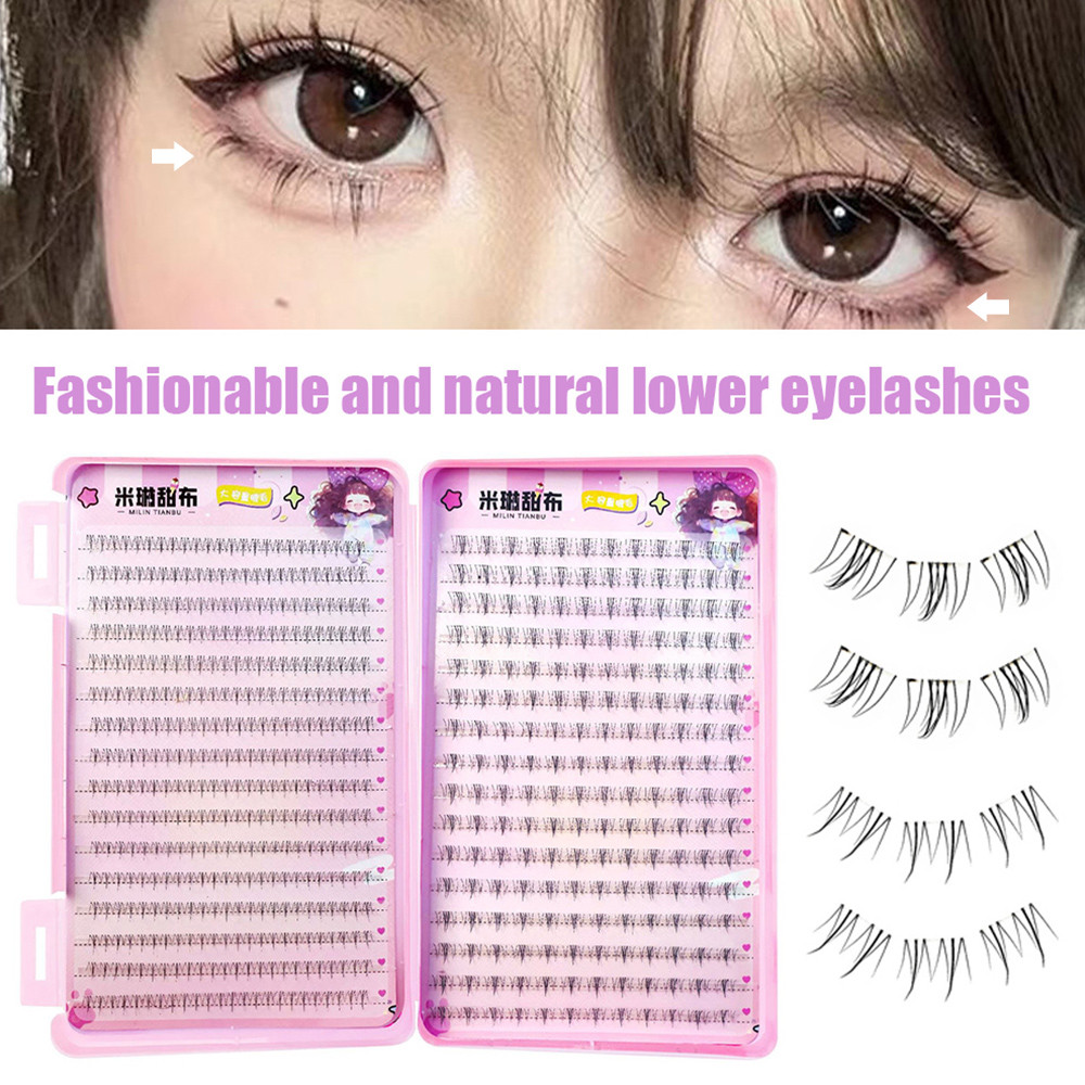 Under Eyelash 32 แถว Clear Stem Cluster Lash Extension Soft Comic Eye