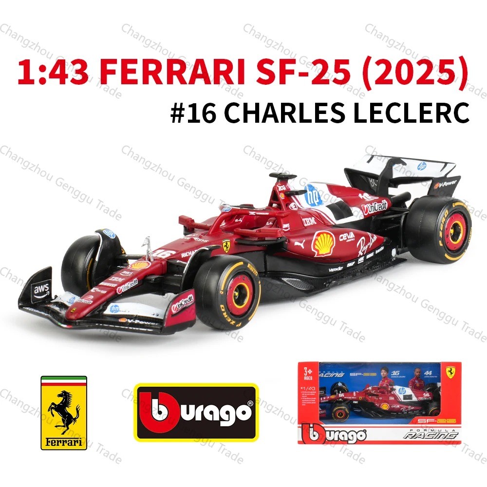 Bburago 1:43 2025 Ferrari SF25 F1 สูตรRacing STATICจําลองDiecastรุ่นรถ ...