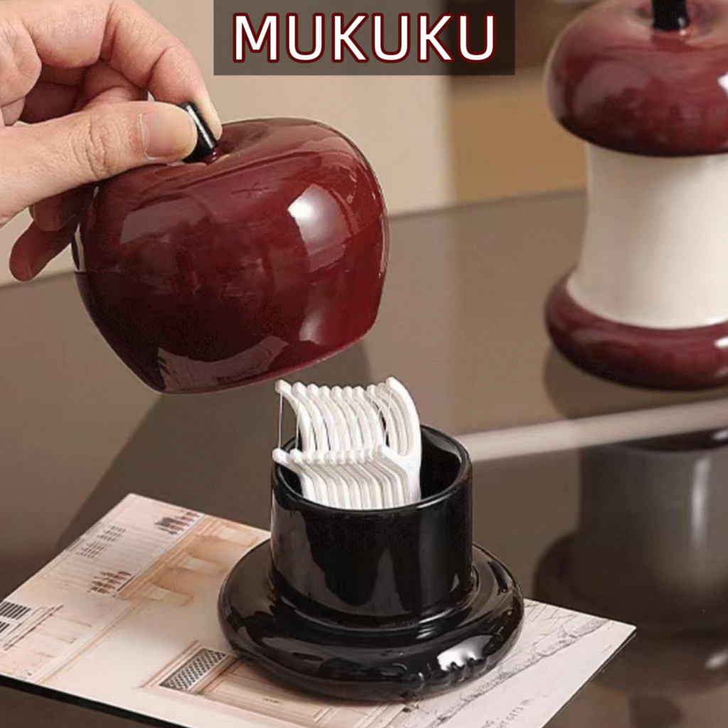 MUKUKU รูปแอปเปิล กล่องไม้จิ้มฟัน ครัวเรือน กล่องใส่ของ ป้องกันฝุ่น ...