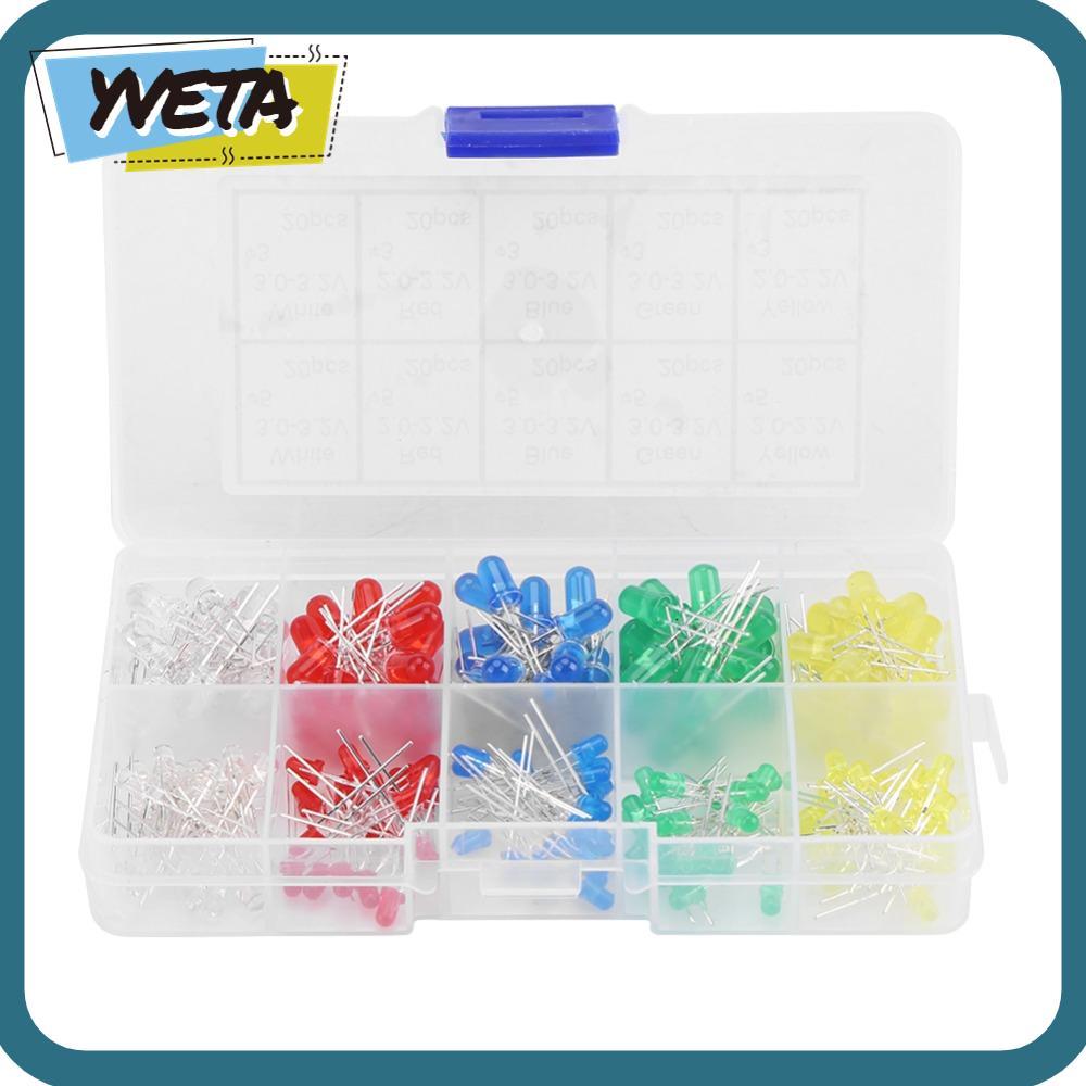 YVETA 200PCS LED Diodes Light Kit, 3 มม.และ 5 มม.สีแดงสีเหลืองสีขาวสี ...