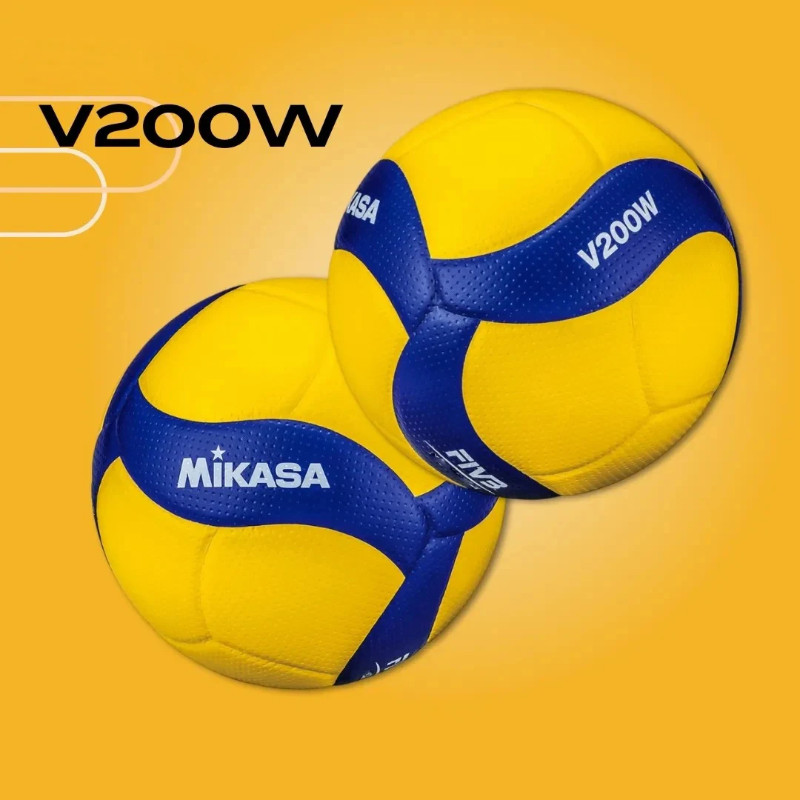 Mikasa V200W & V300W ลูกวอลเลย์บอลสีฟ้าและเหลือง ขนาด 5 นิ้ว วัสดุPU ...