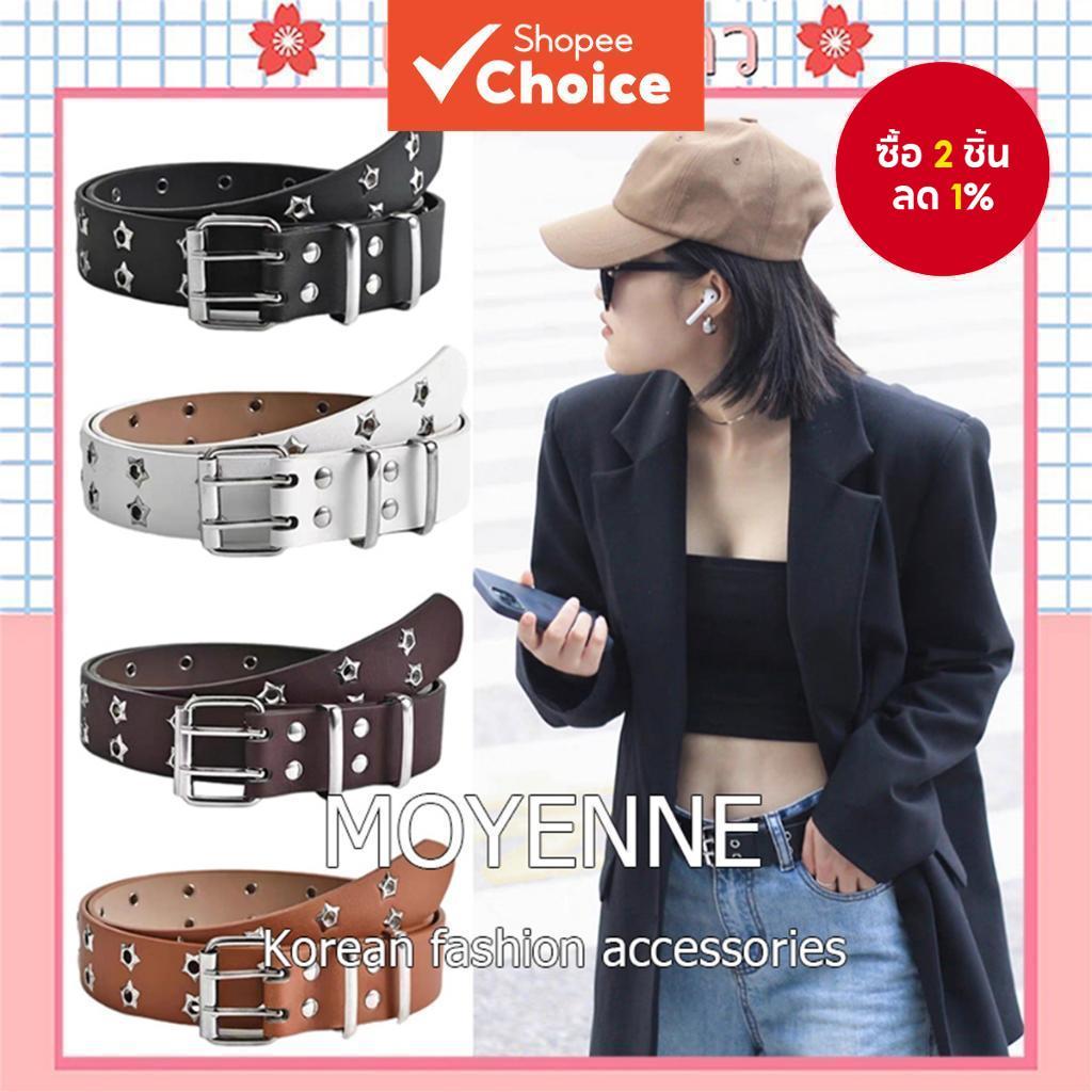 Unisex Edgy Chic อินเทรนด์อเมริกันสาวร้อน Punk Retro เข็มขัดคู่แถว Star ...