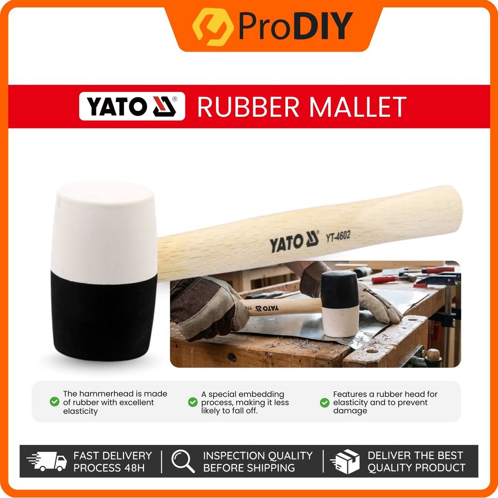 YATO 1PCS ยาง Mallet 370g Woodwork ค้อนสีดําสีขาวโมเสคแผ่นโลหะไม้ ...