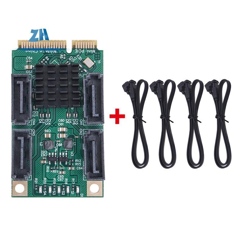 Mini PCI-E 4 พอร์ต III 6G Mini PCI Express การ์ดคอนโทรลเลอร์ SATA3.0 ...